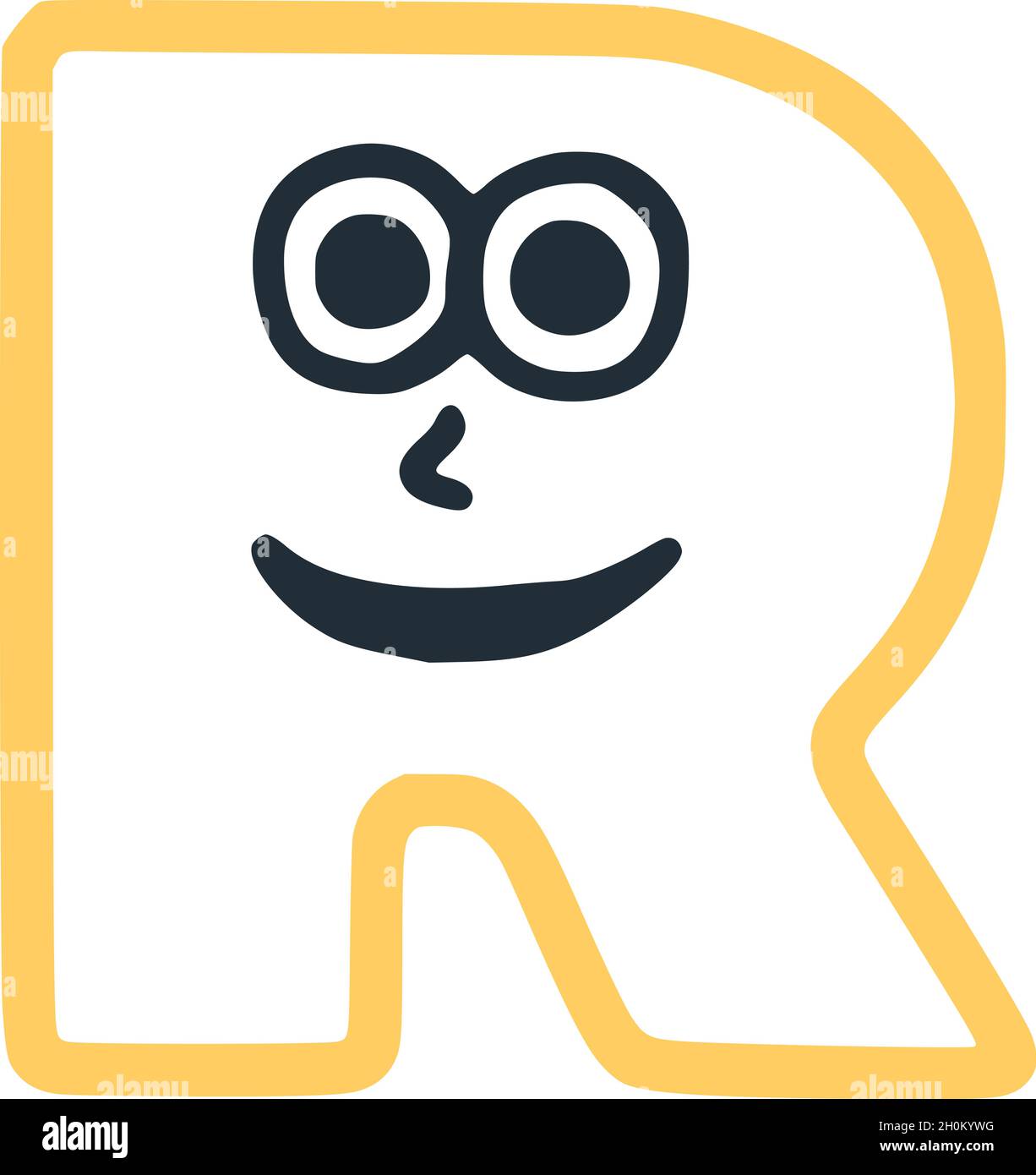 Letter r happy eccentric smiling character, smiley face vector clip art ...