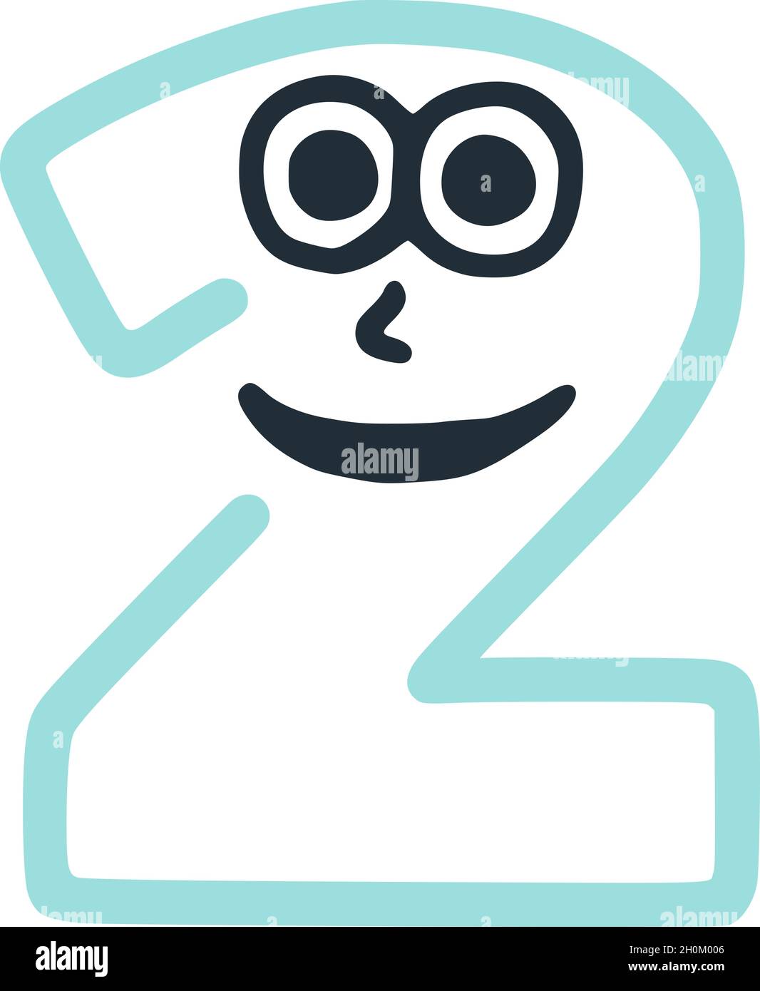Number 2 happy eccentric smiling character, smiley face vector clip art ...