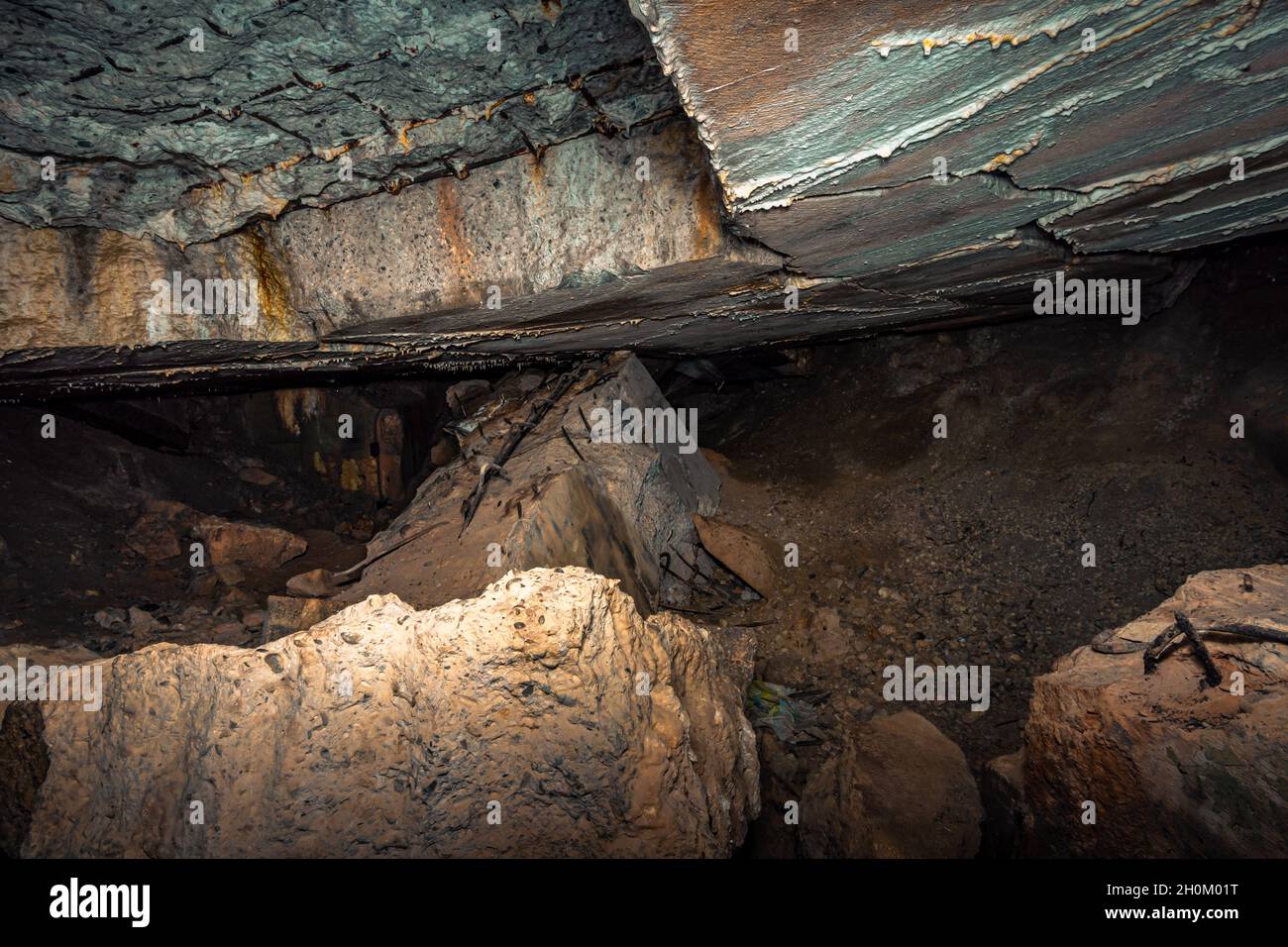 Old blown up remains of some Siegfried Line bunkers along the border ...