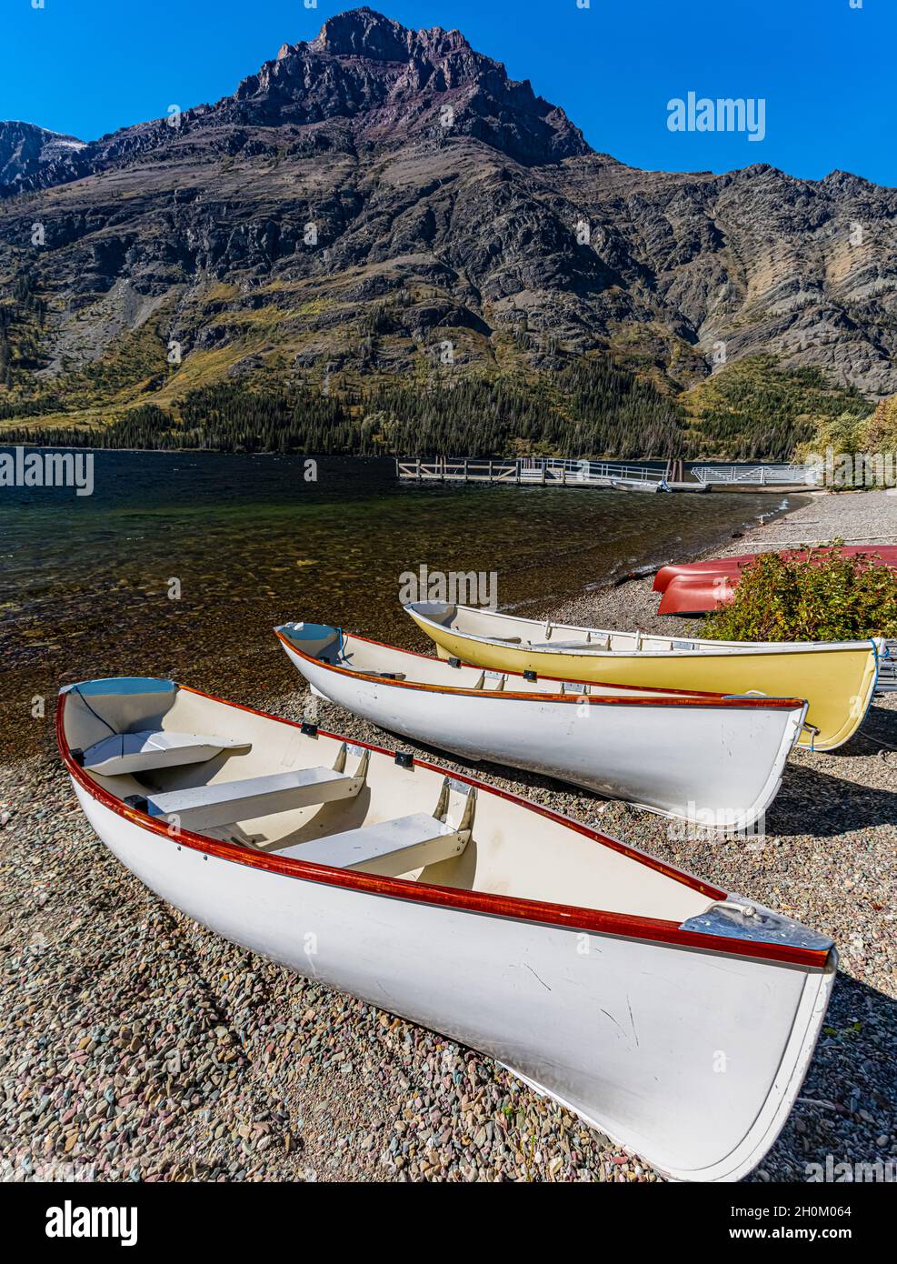 Canoes on The Shore of Two Medicine Lake, Glacier National Park ...