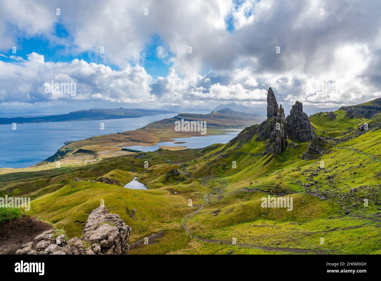 View of the Raasay island, the Sound of Raasay and The Old Man of Storr ...