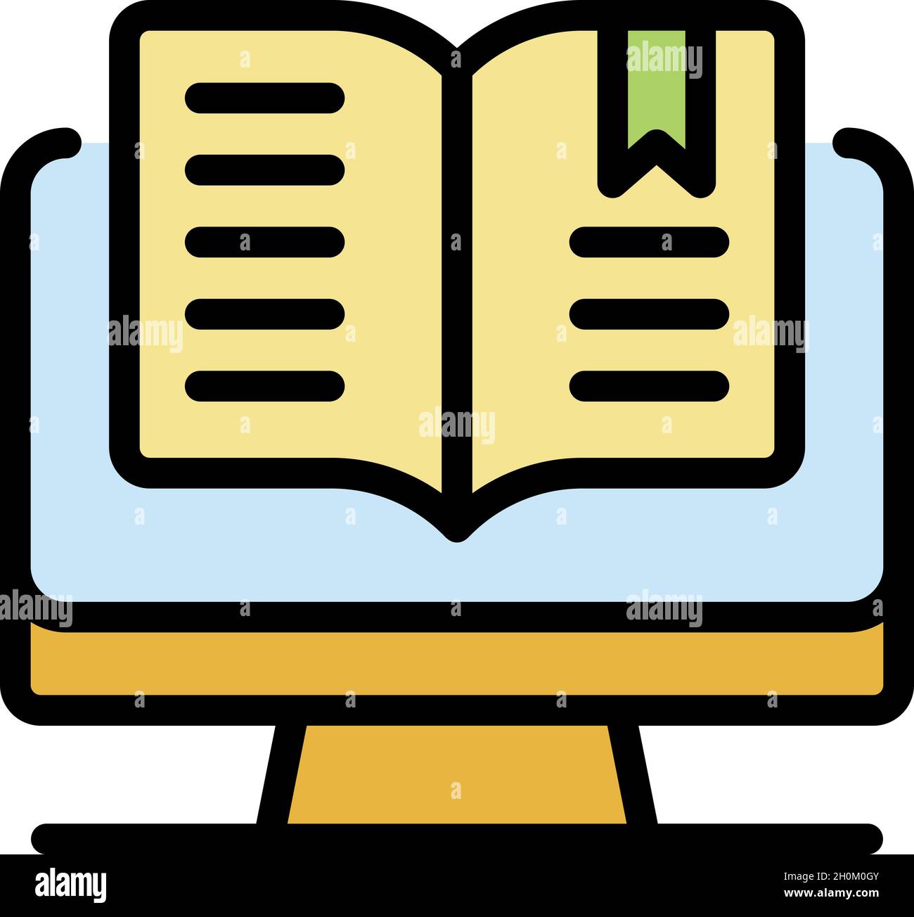 Open computer book icon. Outline open computer book vector icon color ...