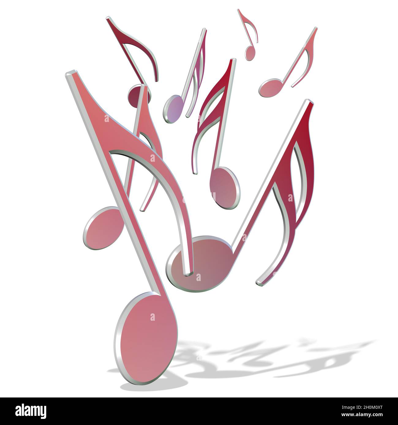 Music notes against white background, 3d illustration Stock Photo - Alamy