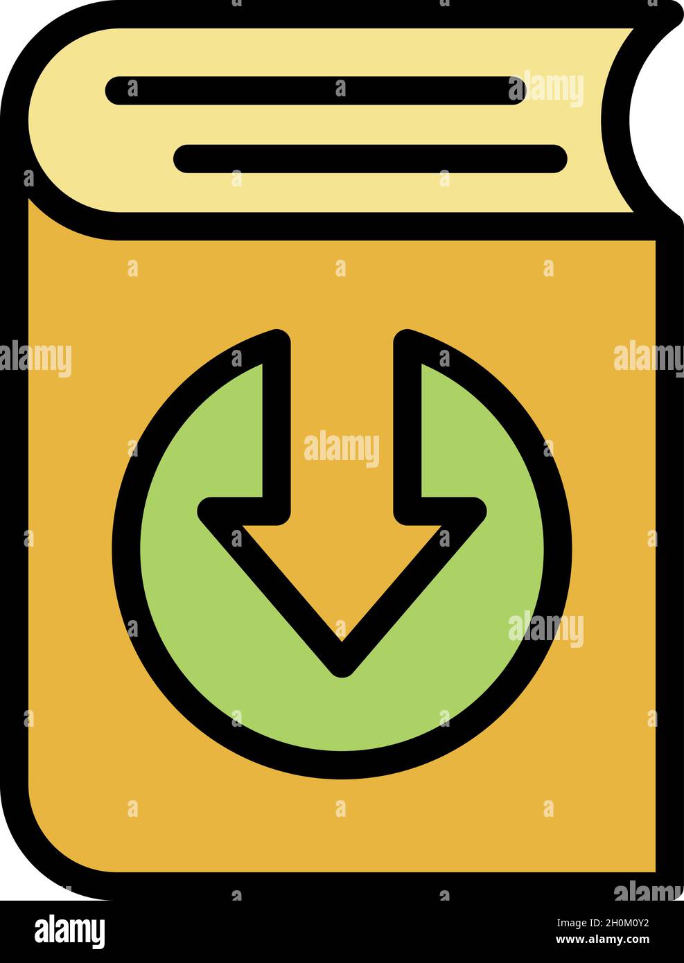 Down arrow on book icon. Outline down arrow on book vector icon color ...