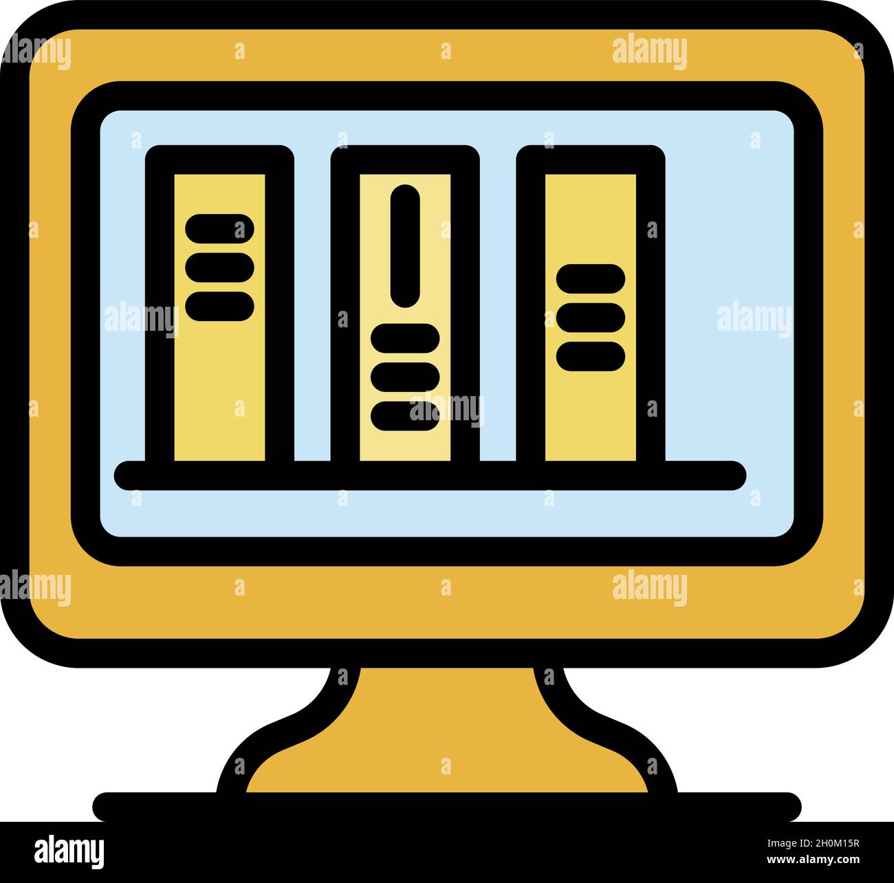 Books on a computer screen icon. Outline books on a computer screen ...
