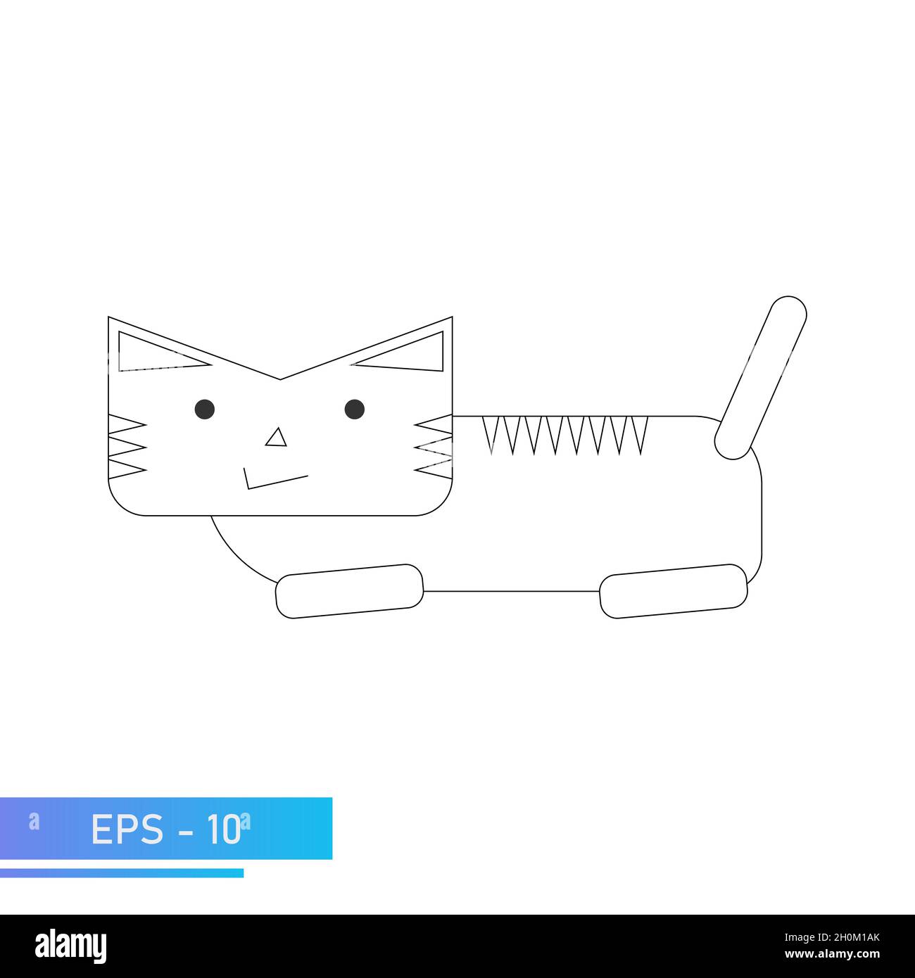 Cat sitting simple linear design. Black line. Illustration isolated on ...