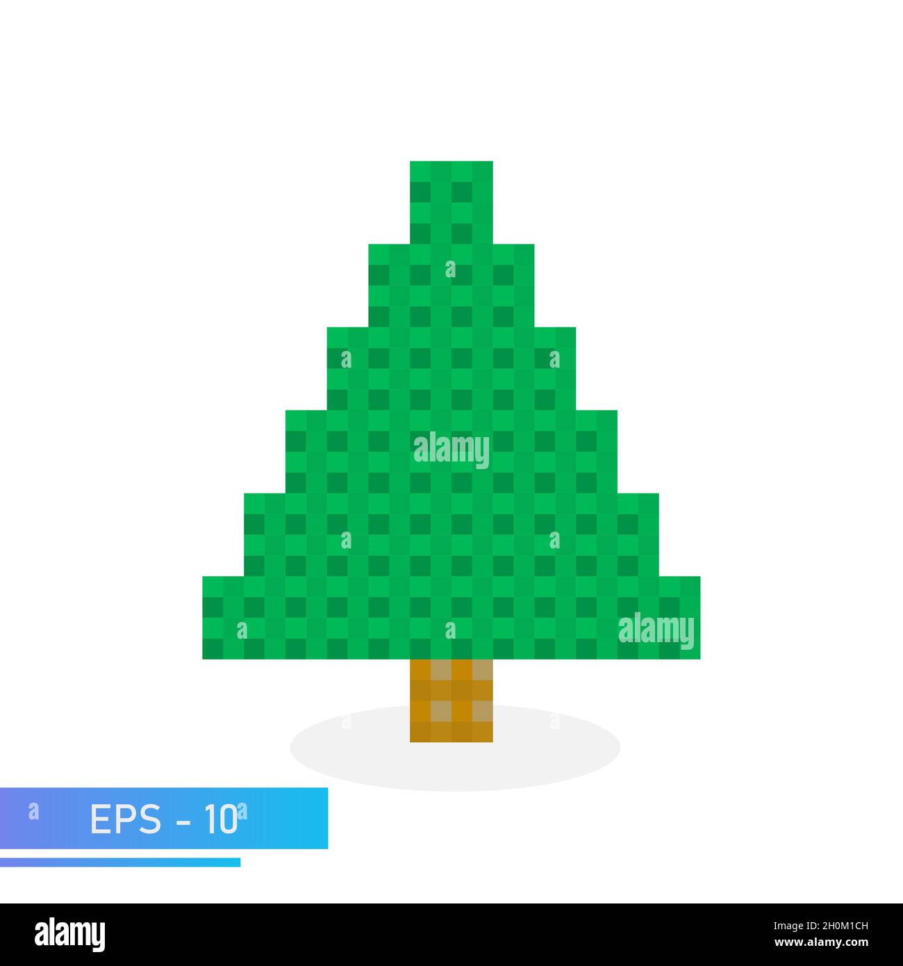 Pixel christmas tree in green color. Modern illustration. Flat vector ...