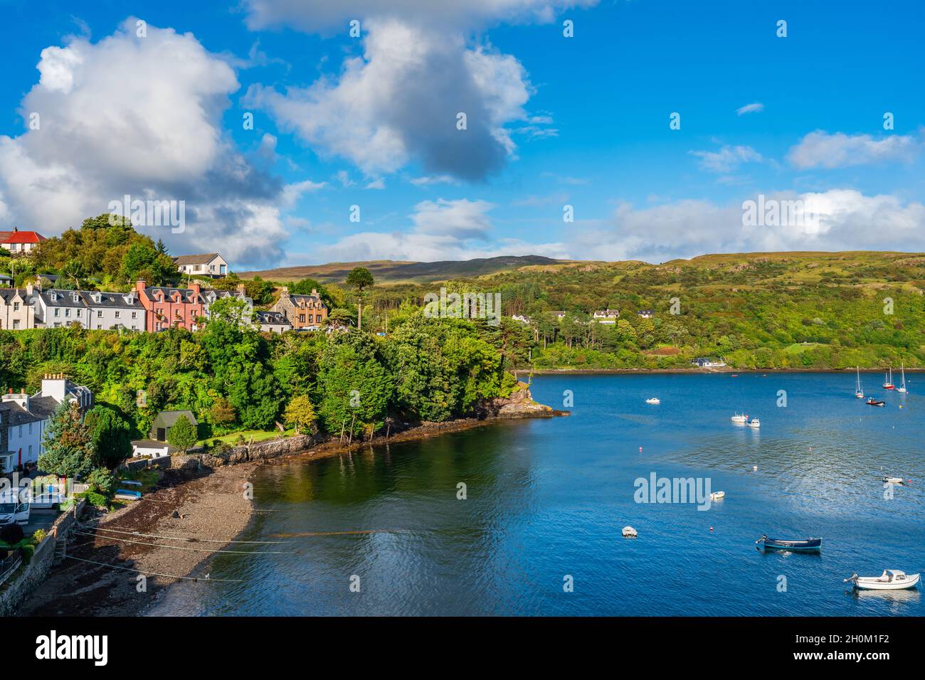 PORTREE, ISLE OF SKYE, SCOTLAND - SEPTEMBER 19, 2021: View of Portree ... PORTREE, ISLE OF SKYE, SCOTLAND - SEPTEMBER 19, 2021: View of Portree ...