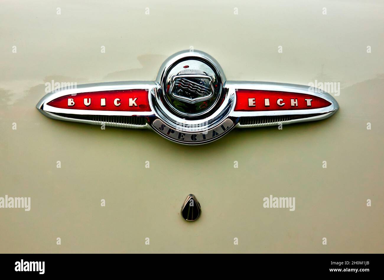 Buick Eight Special trademark and logo on the back of the cream-colored ...
