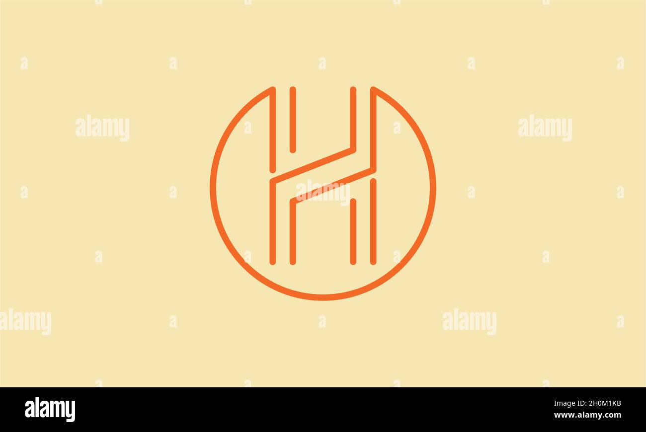Creative orange color letter H negative space logo design Initial ...