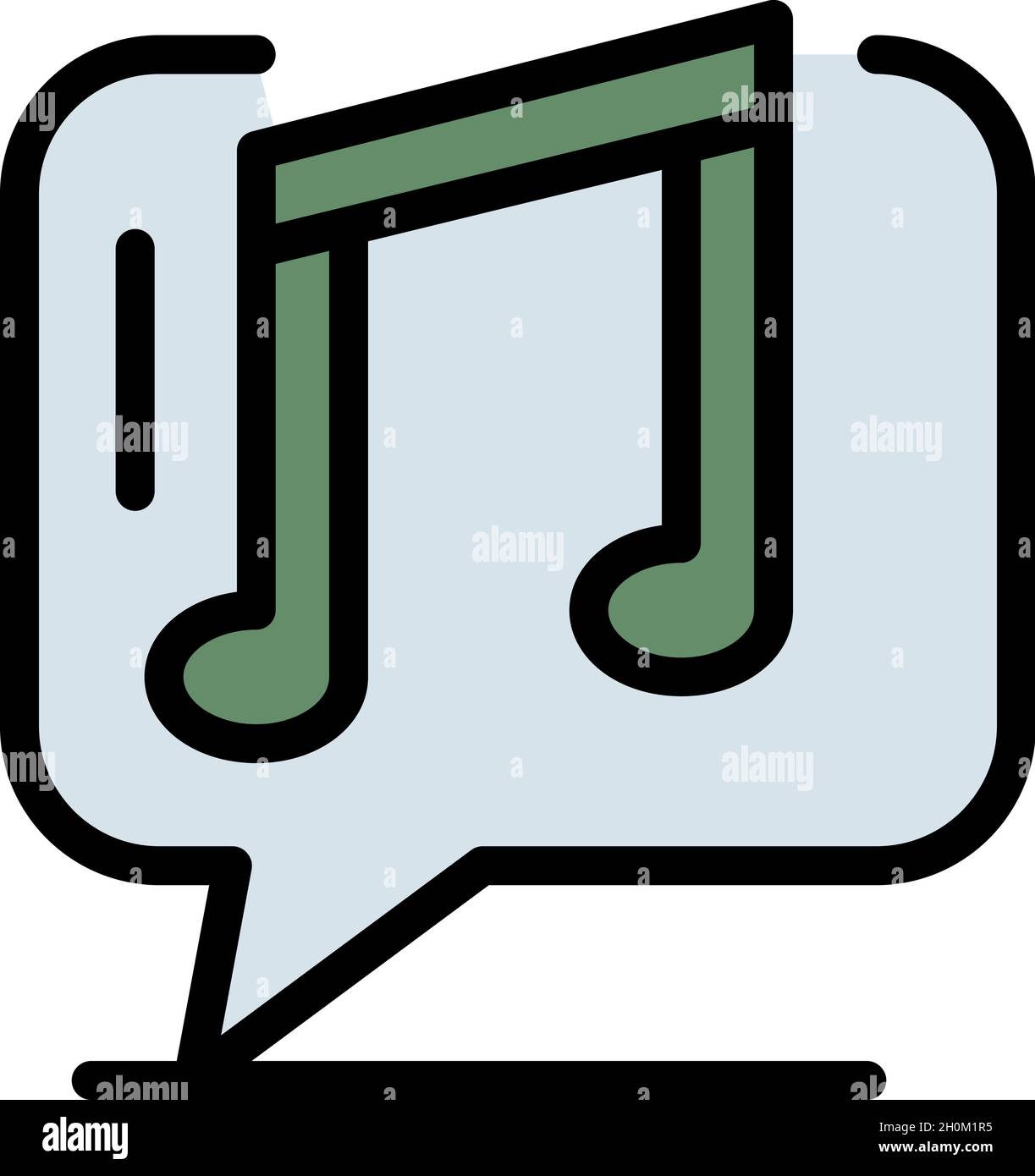 Musical note chat bubble icon. Outline musical note chat bubble vector ...