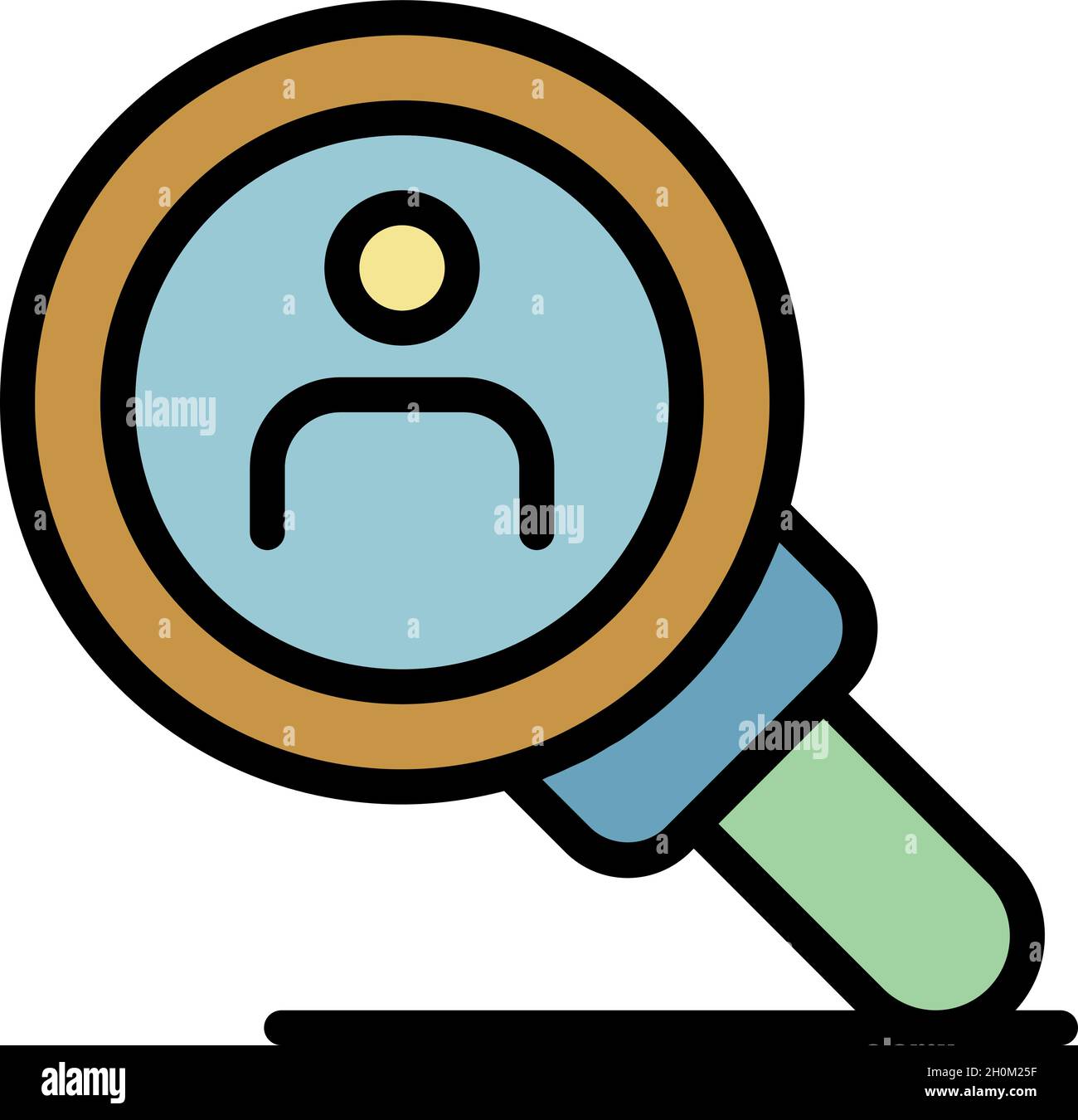 Person under the magnifier icon. Outline person under the magnifier ...