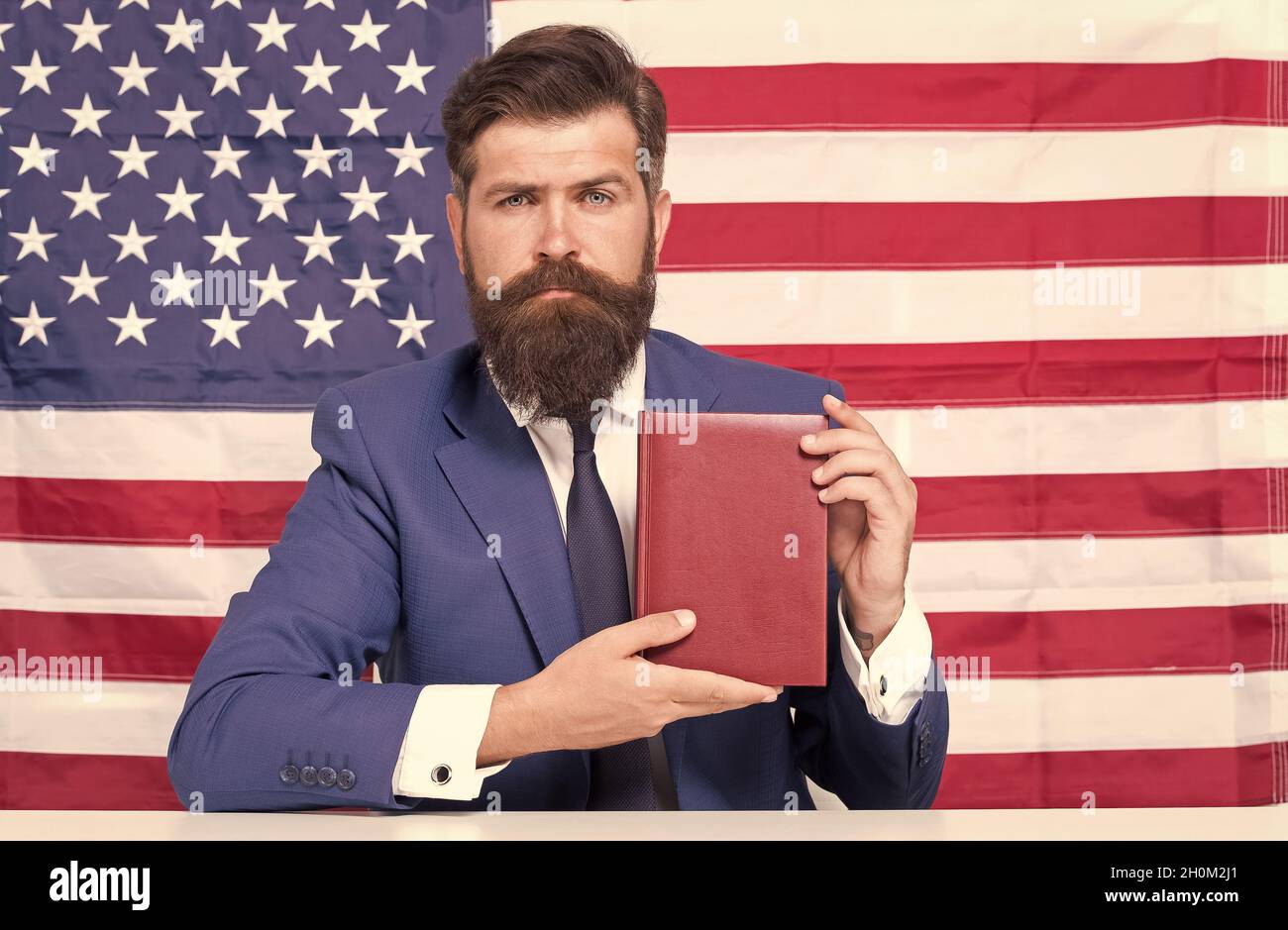 Handsome lawyer man promoting american constitutional liberties, learn ...