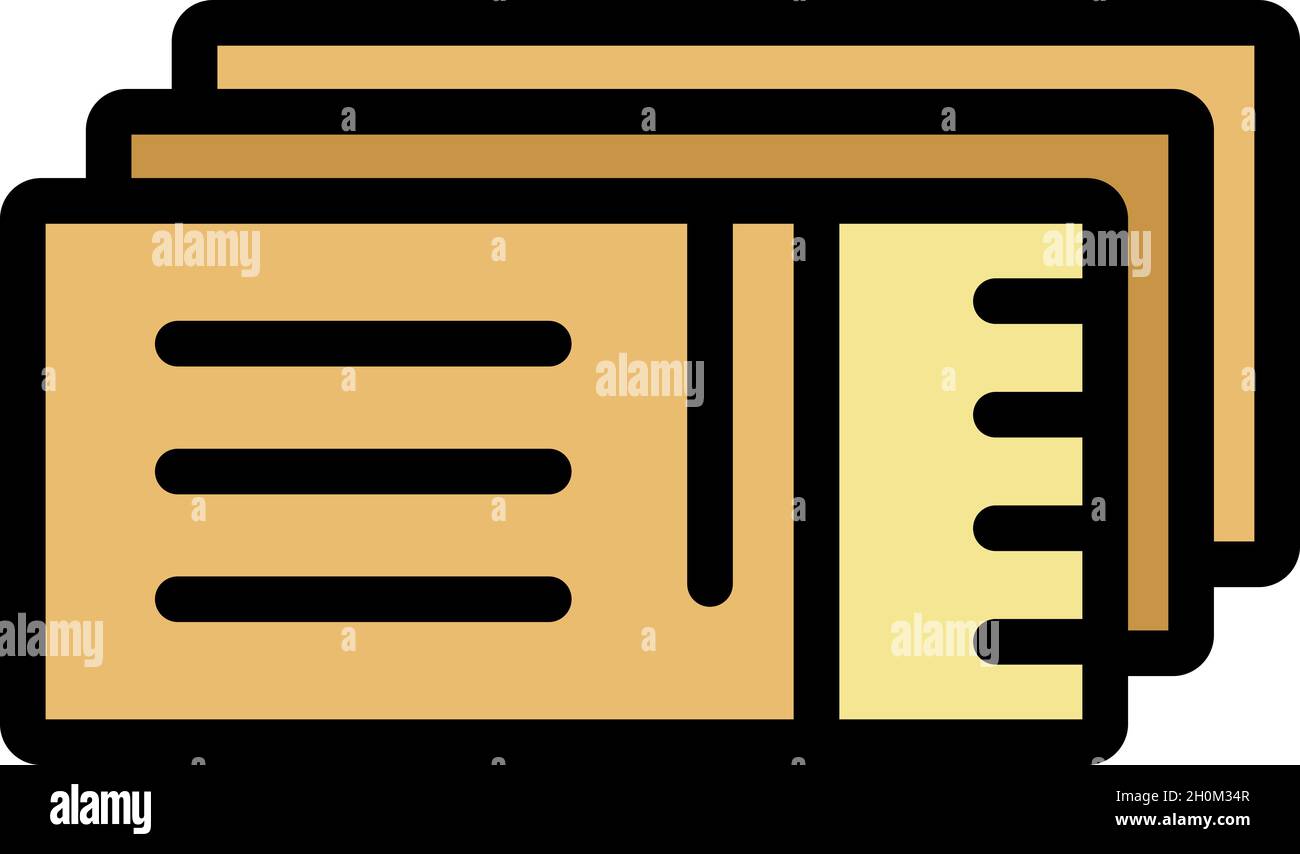 Three tickets icon. Outline three tickets vector icon color flat ...