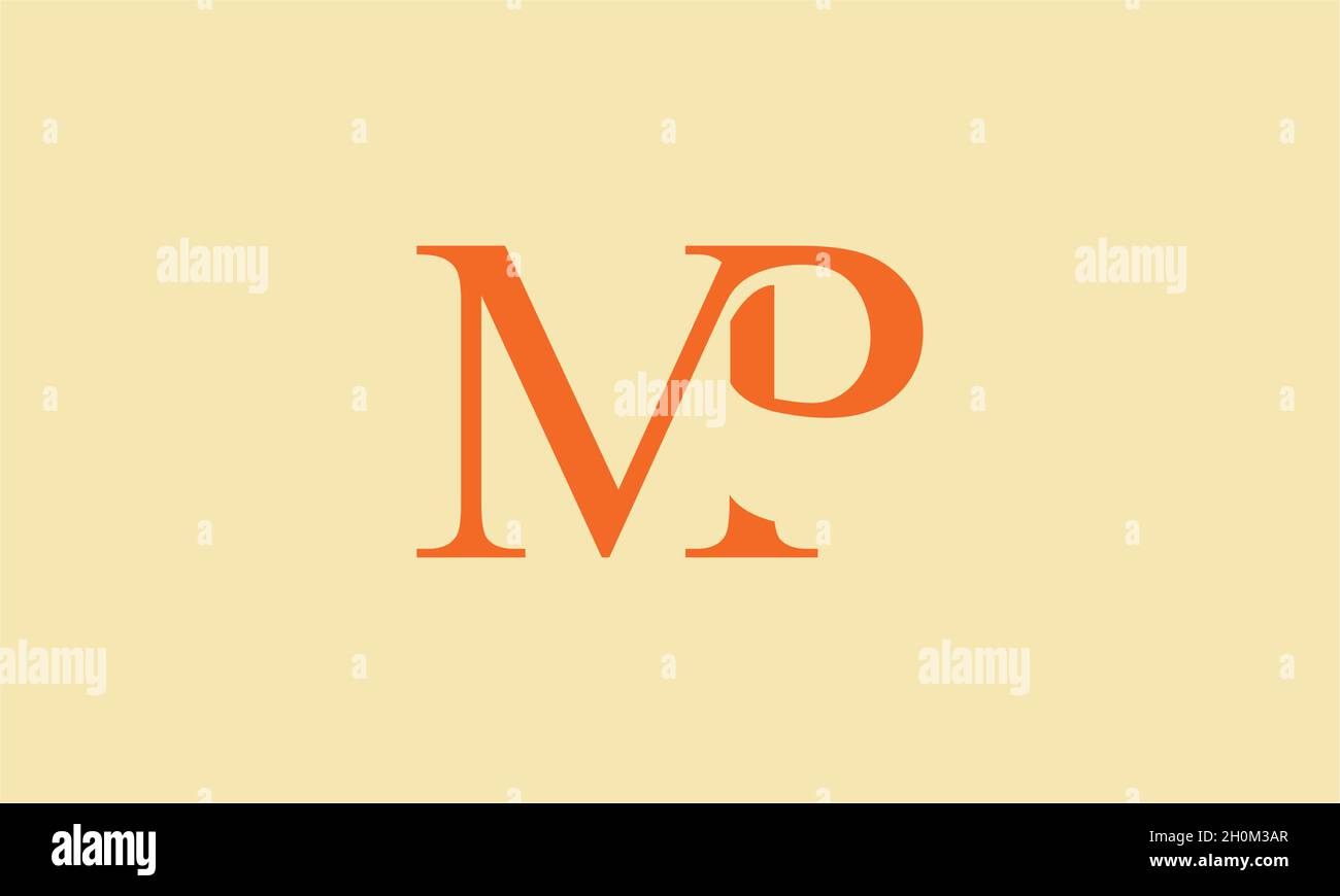 Creative orange color letter MP negative space logo design Initial ...