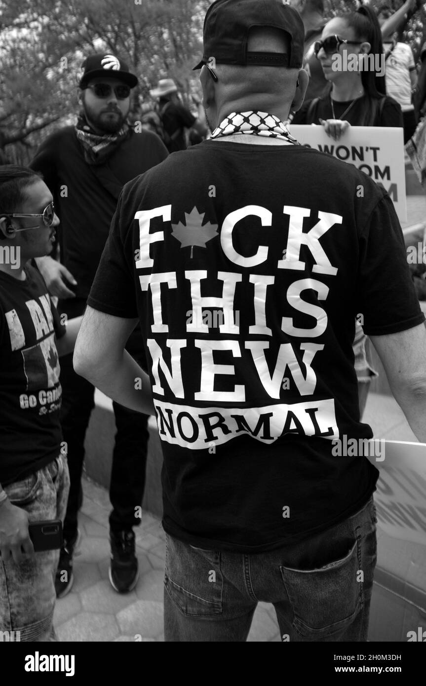 Protestor at a Freedom Rally in Toronto Stock Photo - Alamy