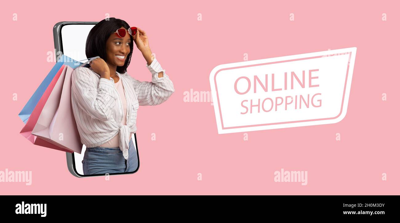 Young woman coming out store hi-res stock photography and images - Alamy