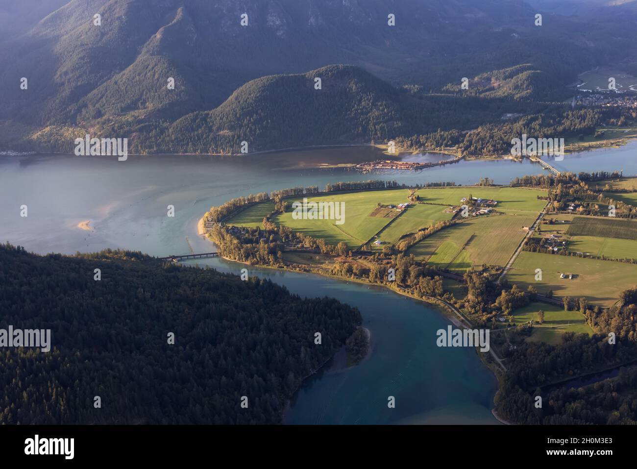Aerial View of Fraser Valley with Canadian Nature Mountain Landscape ...
