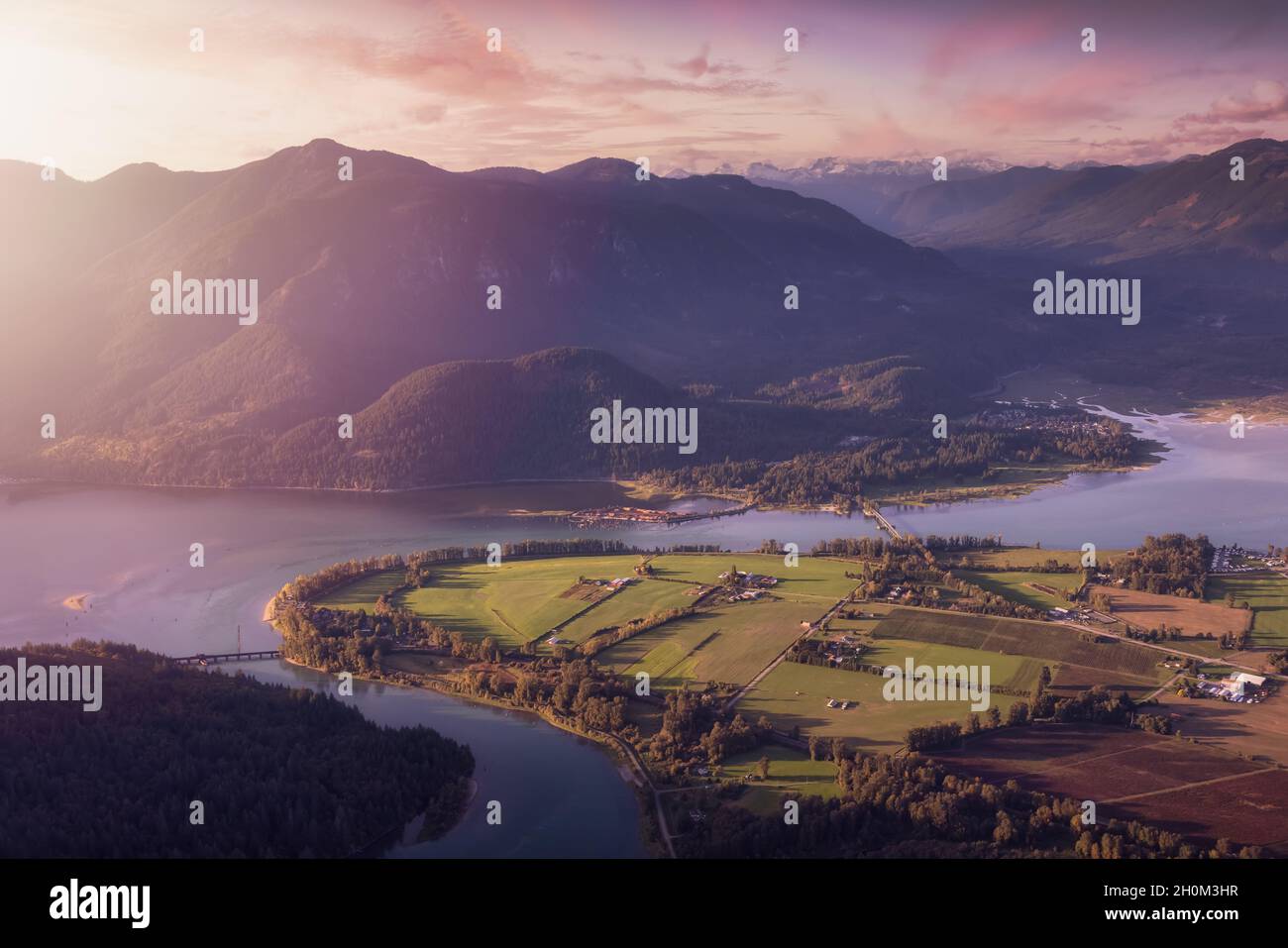 Aerial View of Fraser Valley with Canadian Nature Mountain Landscape ...