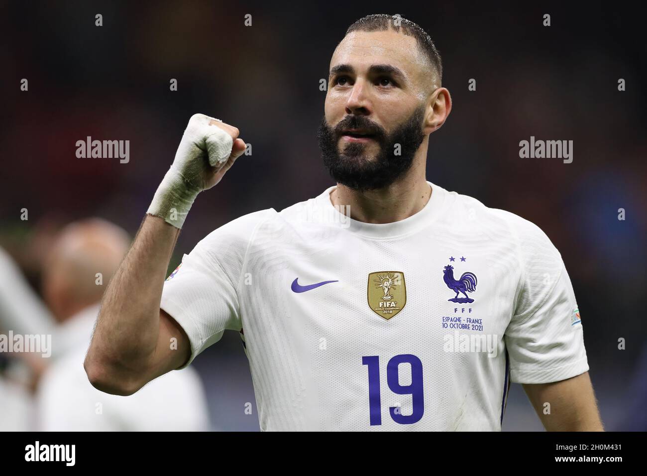 Milan, Italy, 10th October 2021. Karim Benzema of France celebrates in ...