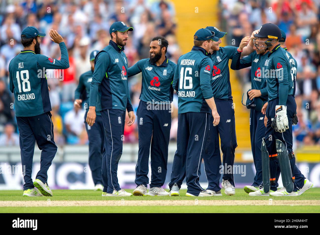 England’s Adil Rashid celebrates taking the wicket of India’s Suresh ...
