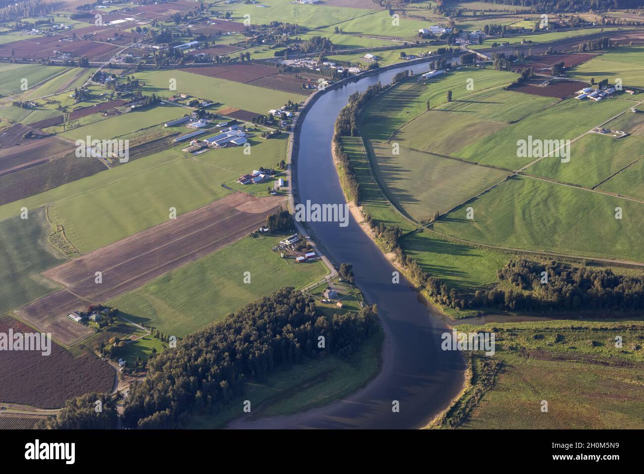 Aerial View of green Farm Field in Fraser Valley Stock Photo - Alamy