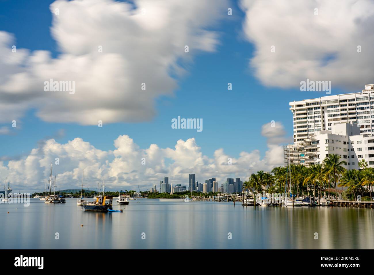 Miami Beach bay scene. Long exposure daytime photo Stock Photo - Alamy