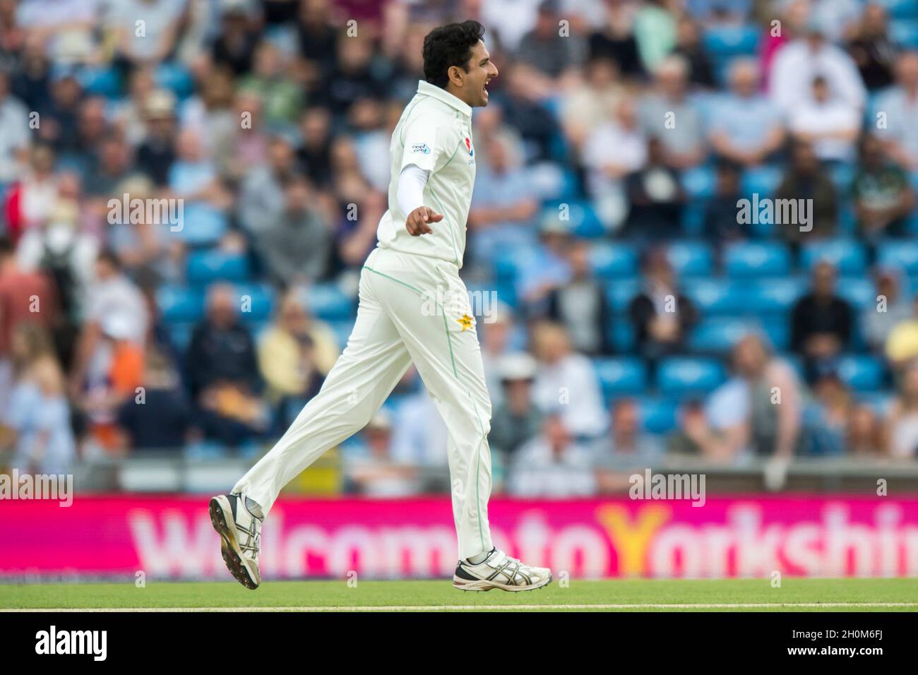 Pakistan’s Mohammad Abbas celebrates as England’s Sam Curran is caught ...
