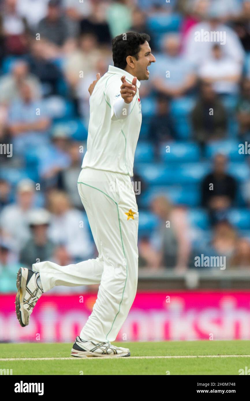 Pakistan’s Mohammad Abbas celebrates as England’s Sam Curran is caught ...
