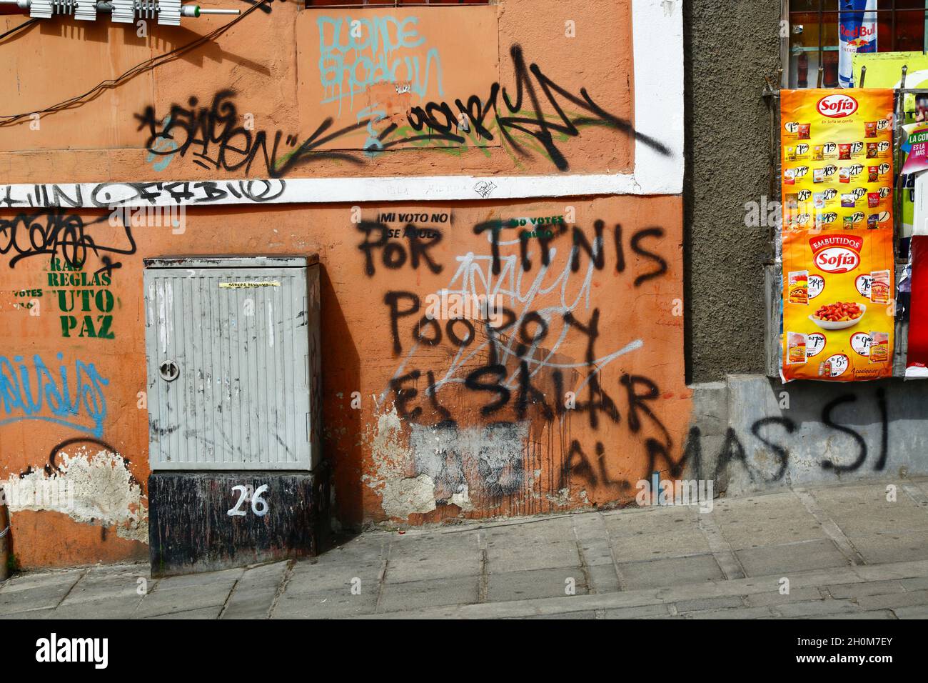 Graffiti protesting against plans to build a road through the TIPNIS ...