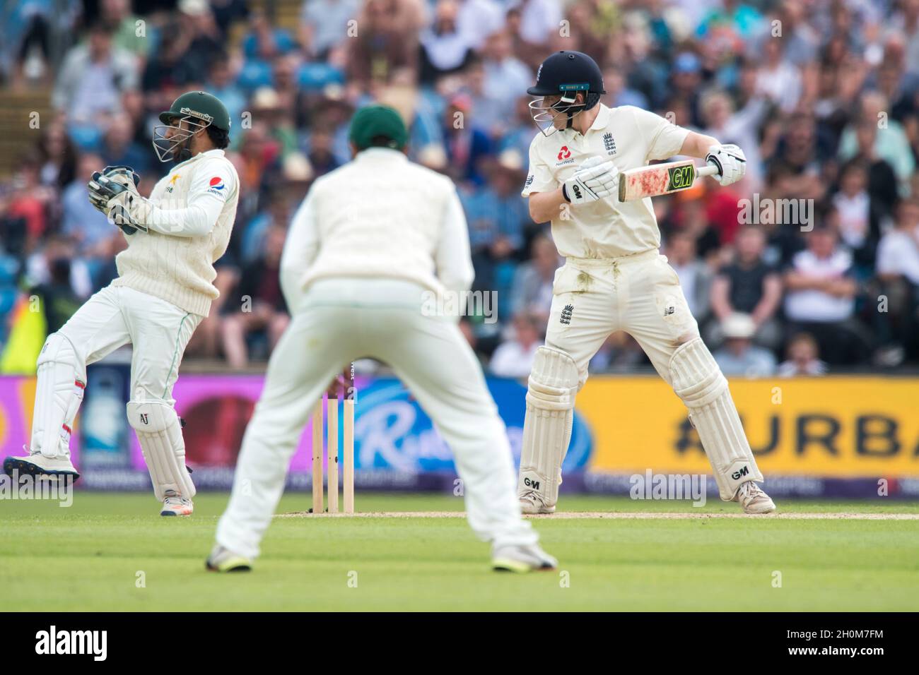 England’s Dominic Bess looks back as he is caught behind by Pakistan’s ...