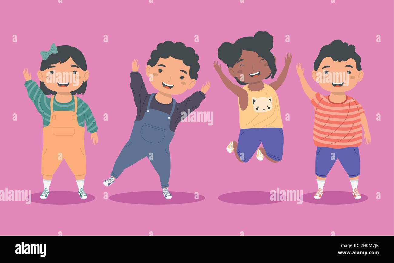 four little kids celebrating characters Stock Vector Image & Art - Alamy
