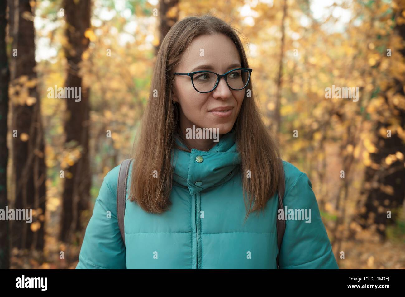 Autumn portrait of beautiful woman on fall nature background Stock ...