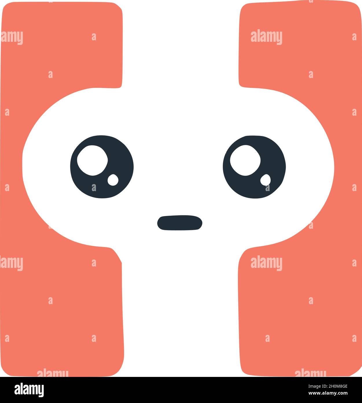 Letter h cute kawaii character, funny smiley clip art isolated on white ...