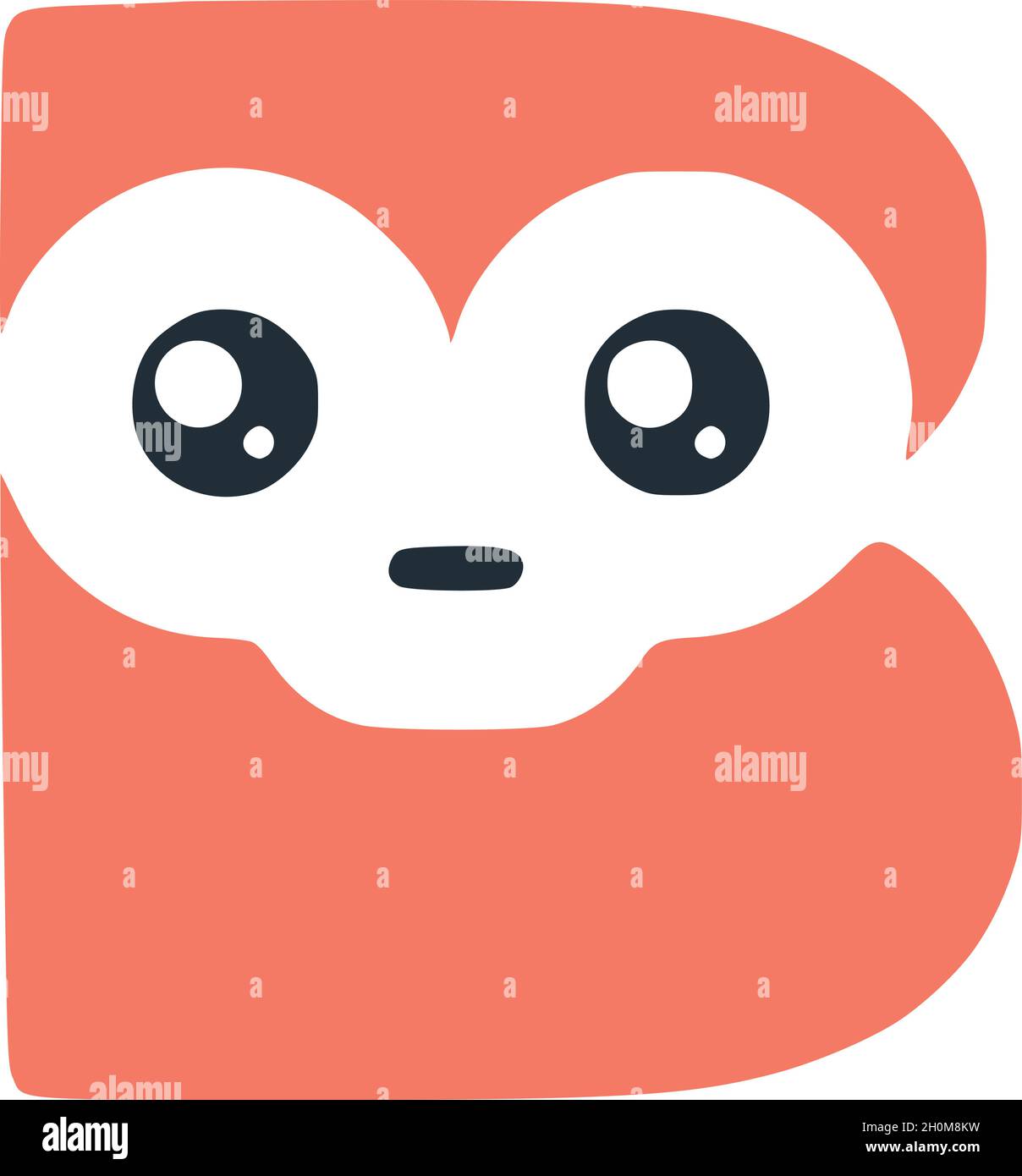 Letter b cute kawaii character, funny smiley clip art isolated on white ...