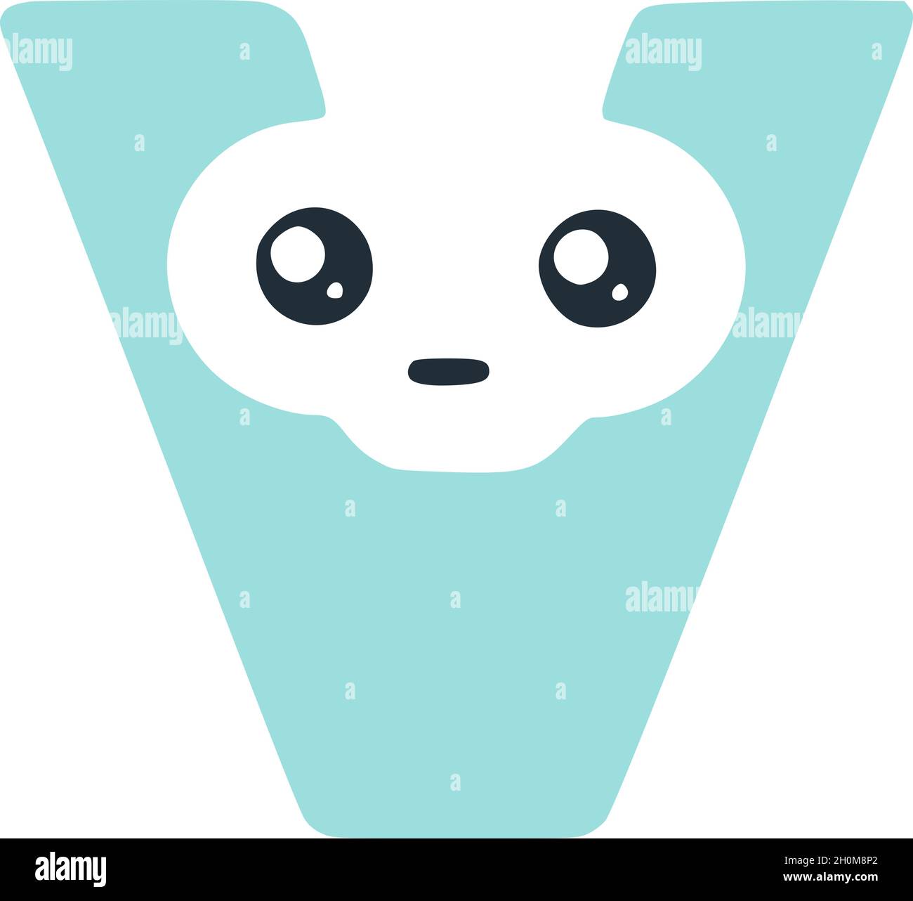 Letter v cute kawaii character, funny smiley clip art isolated on white ...