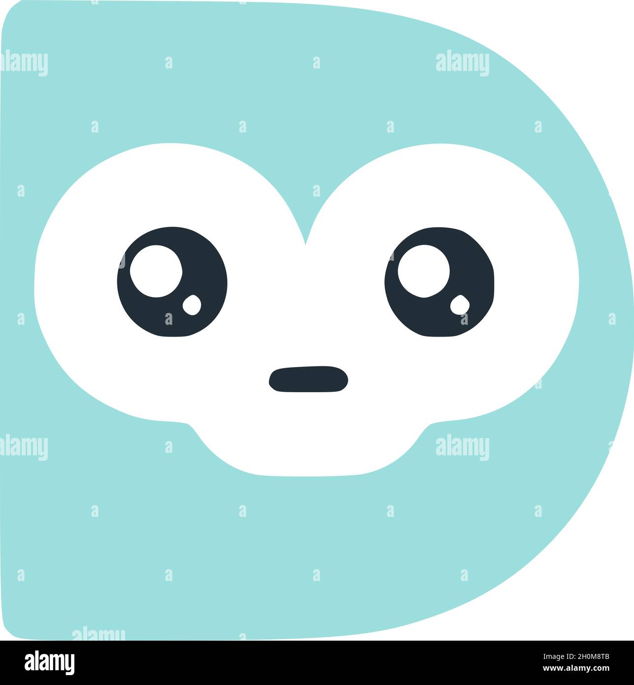 Letter d cute kawaii character, funny smiley clip art isolated on white ...