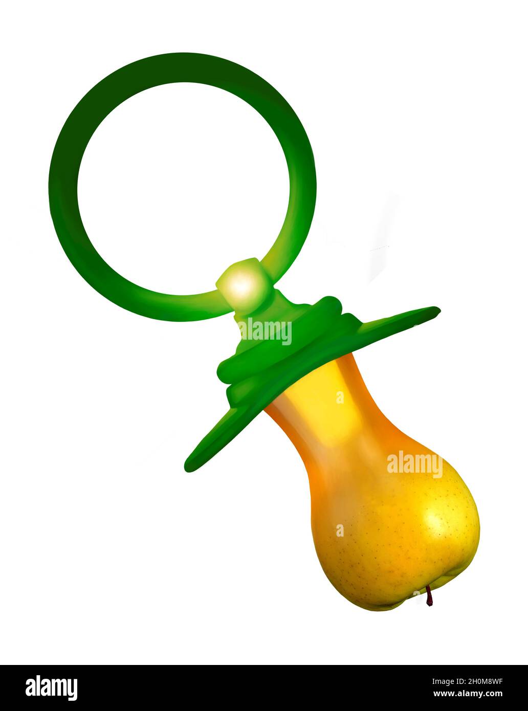 Baby pacifier with apple, symbolizes healthy food, vegan way of eating ...
