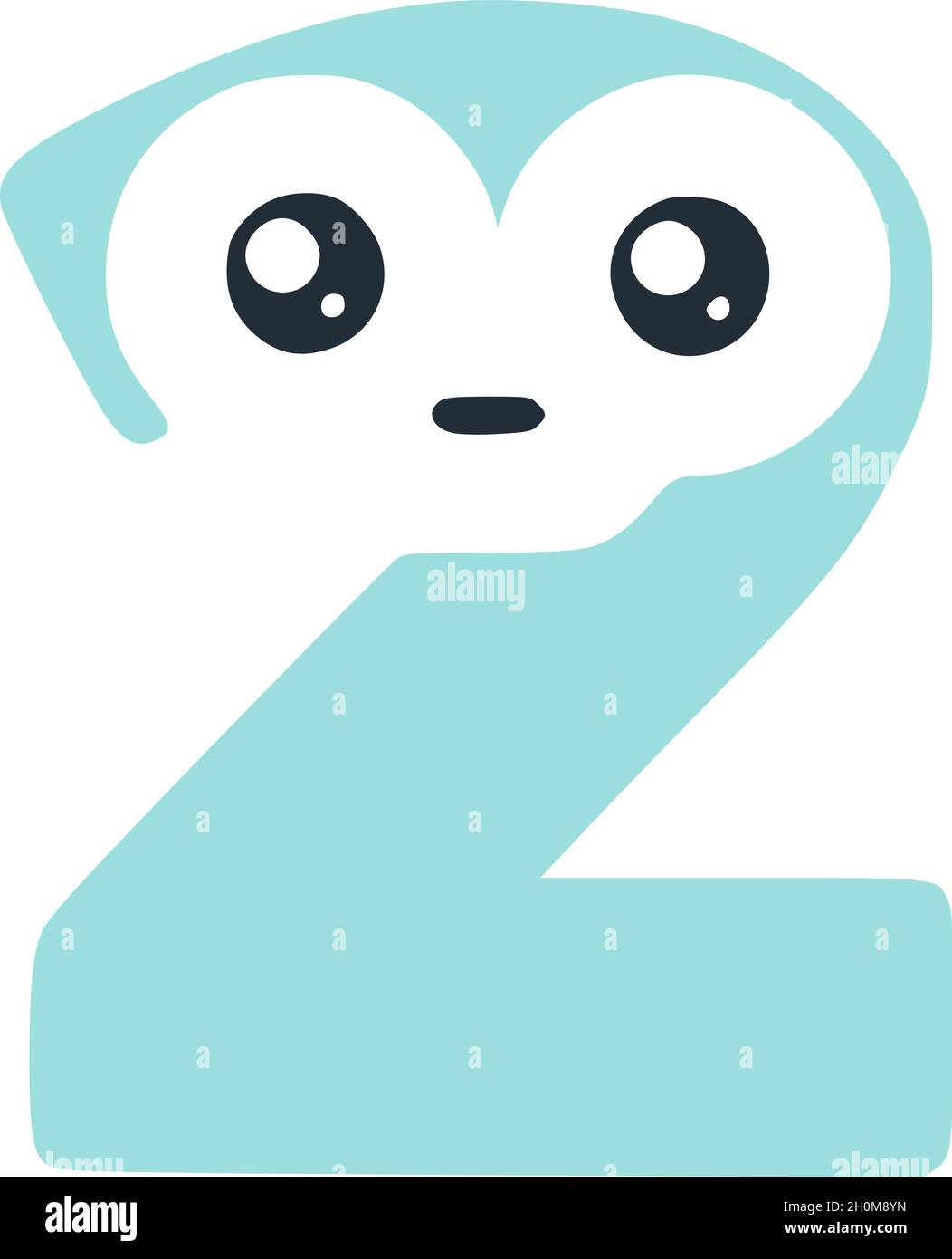 Number 2 cute kawaii character, funny smiley clip art isolated on white ...