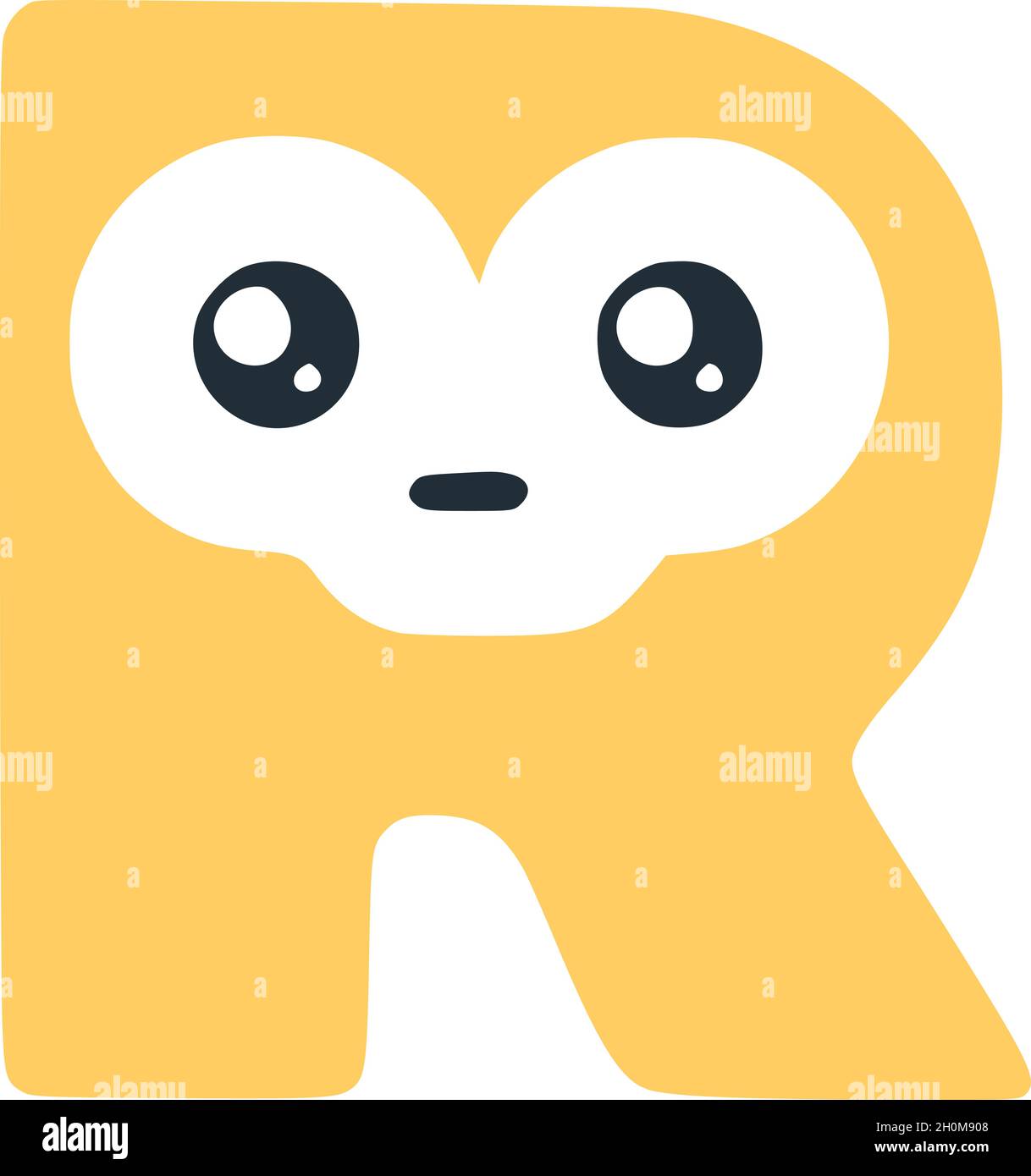 Letter r cute kawaii character, funny smiley clip art isolated on white ...