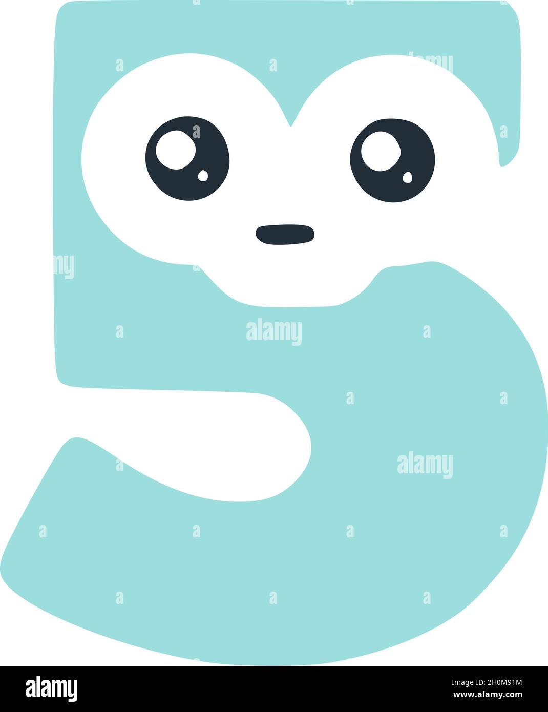 Number 5 cute kawaii character, funny smiley clip art isolated on white ...