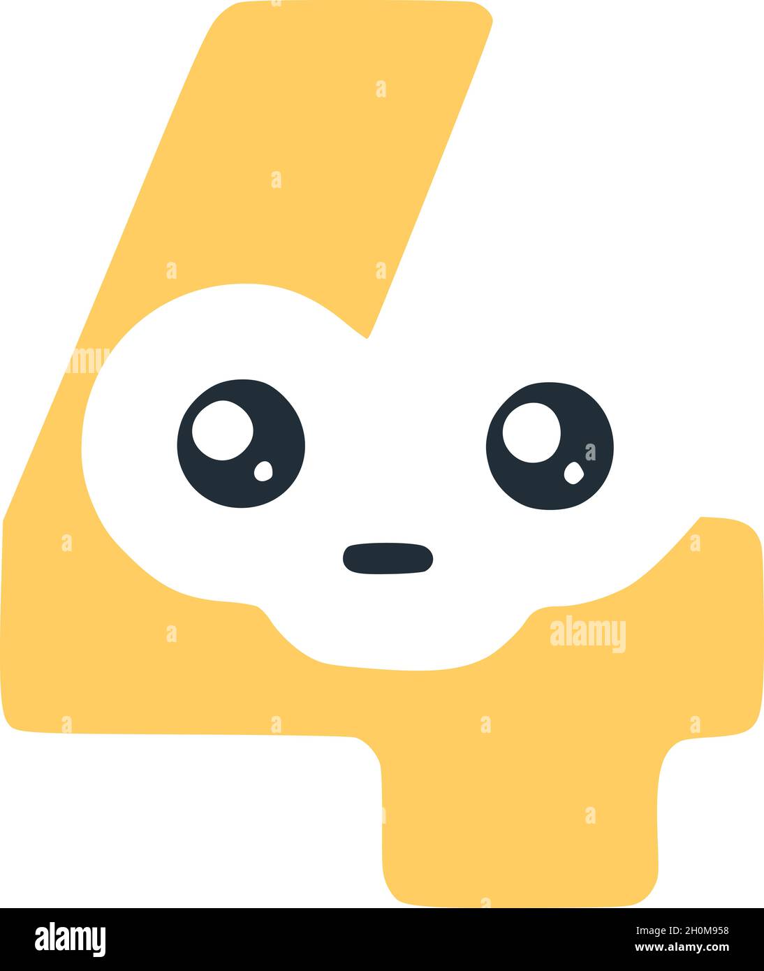 Number 4 cute kawaii character, funny smiley clip art isolated on white ...