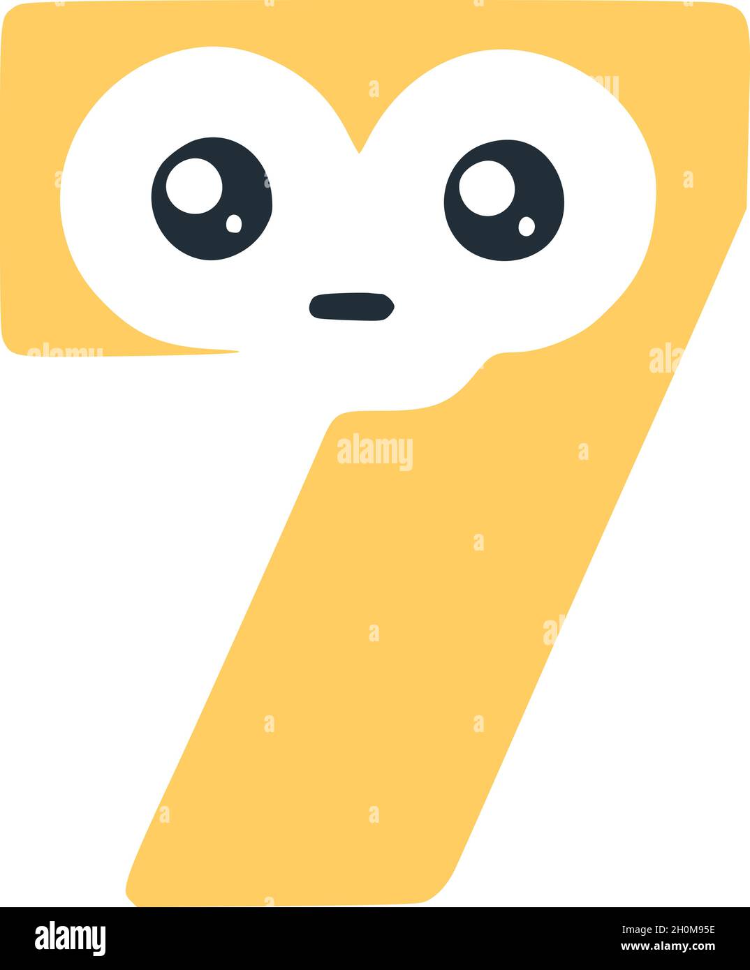Number 7 cute kawaii character, funny smiley clip art isolated on white ...