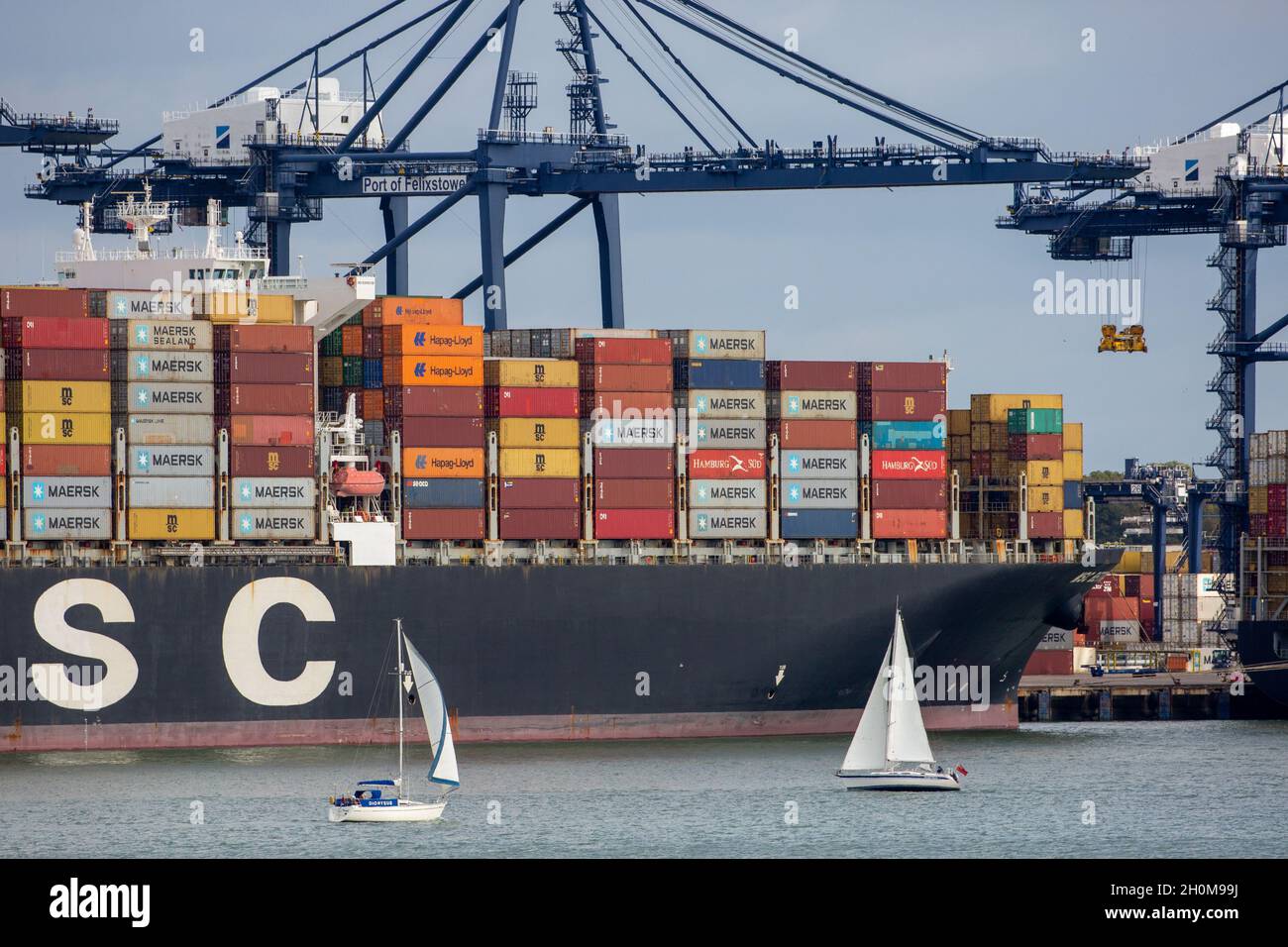 Picture dated October 12th shows shipping containers at Felixstowe port ...