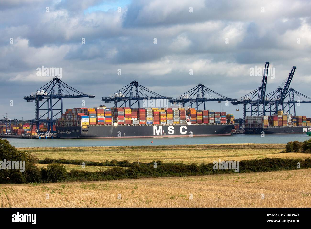 Picture dated October 12th shows towers of shipping containers in ...