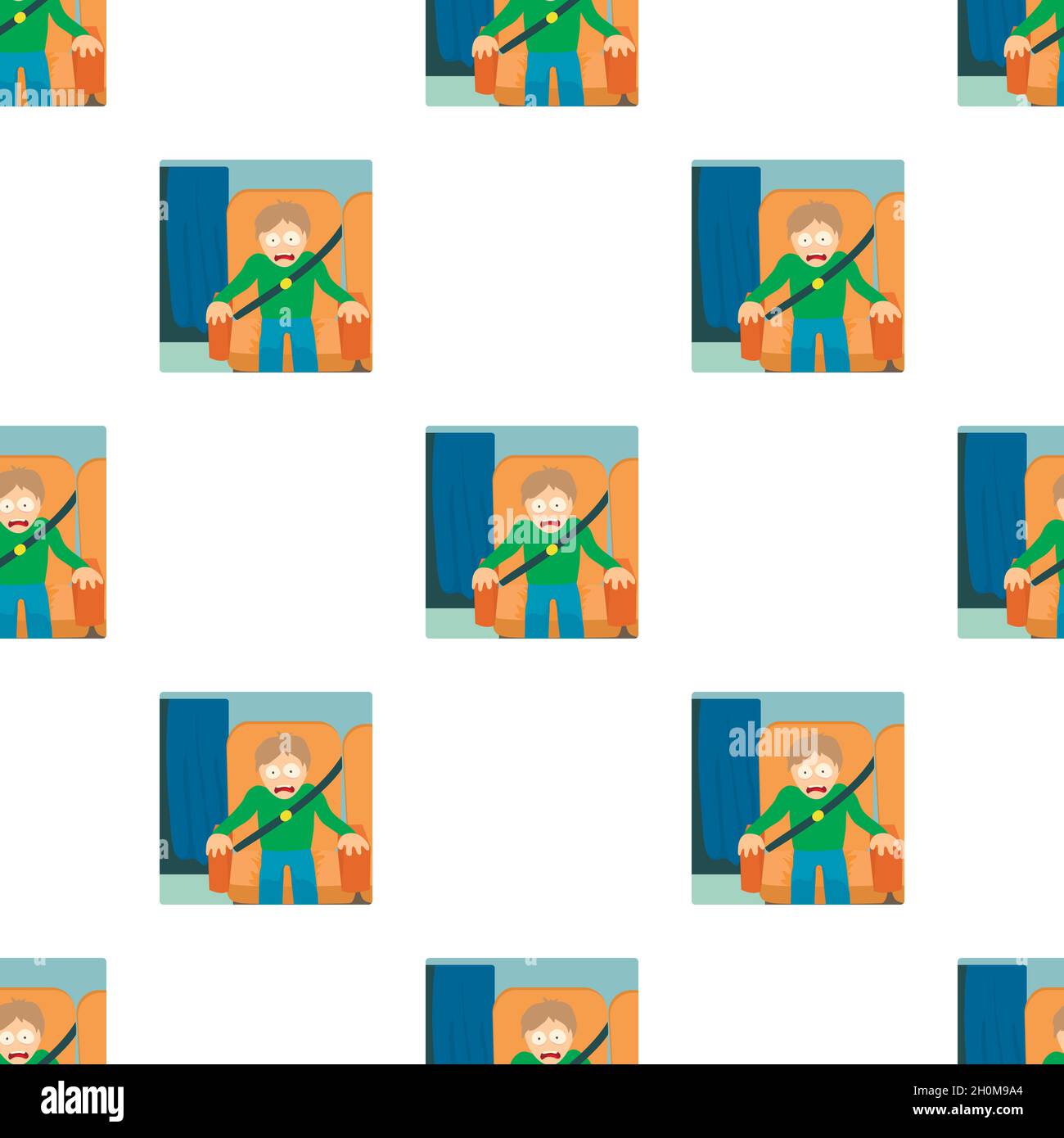 Aerophobia concept. Cartoon illustration of a man suffering from the ...