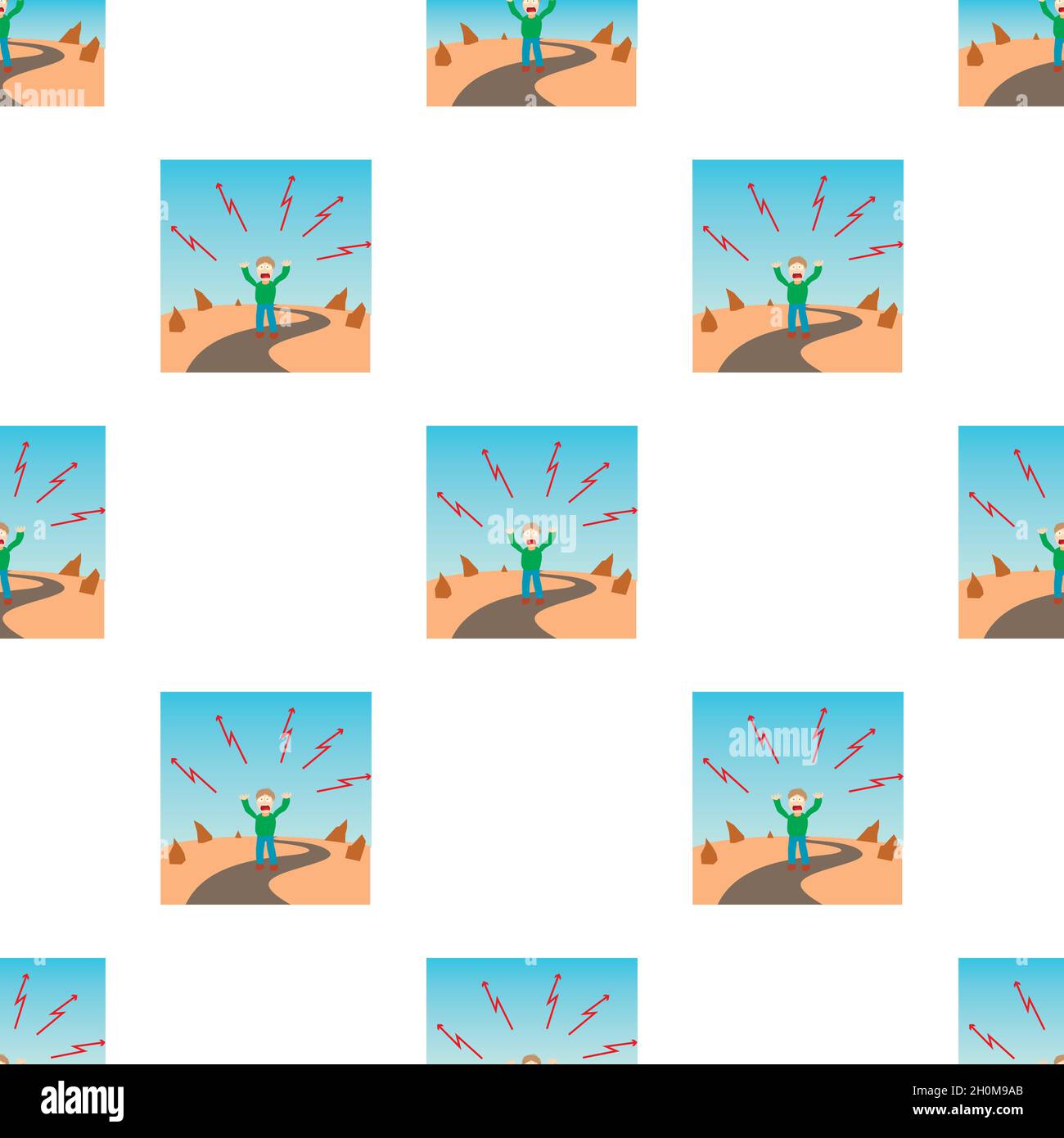 Agoraphobia concept. Cartoon illustration of a man suffering from the ...