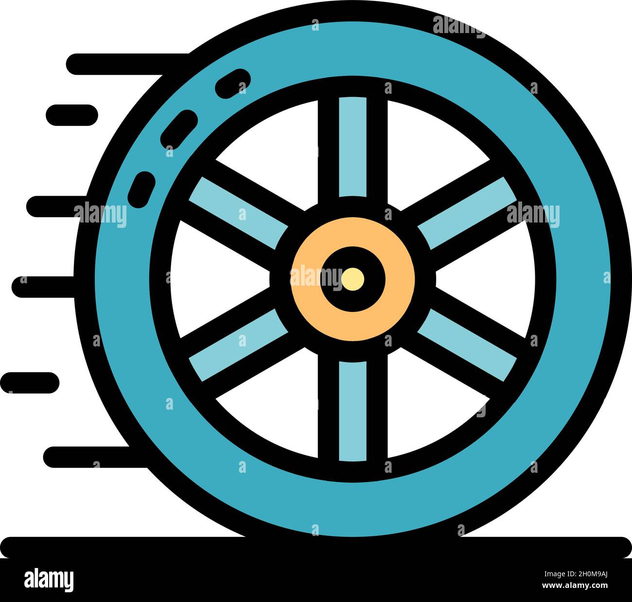Car wheel icon. Outline car wheel vector icon color flat isolated Stock ...