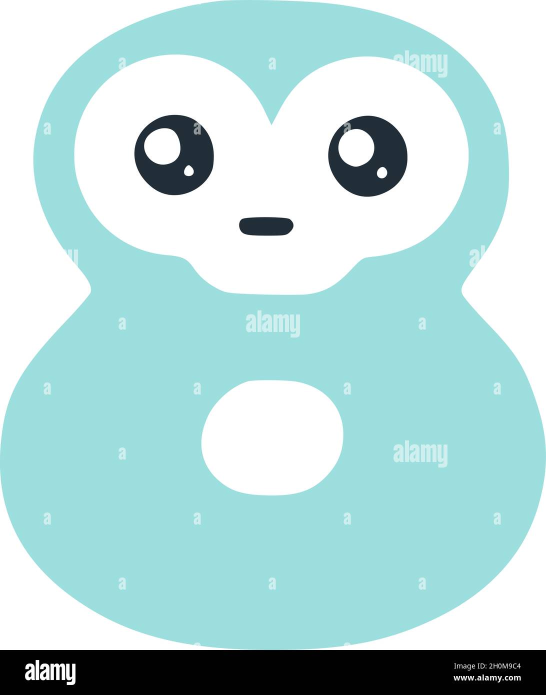 Number 8 cute kawaii character, funny smiley clip art isolated on white ...