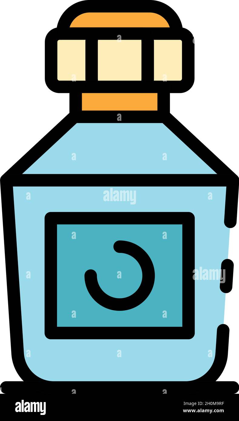 Chemical bottle icon. Outline chemical bottle vector icon color flat ...